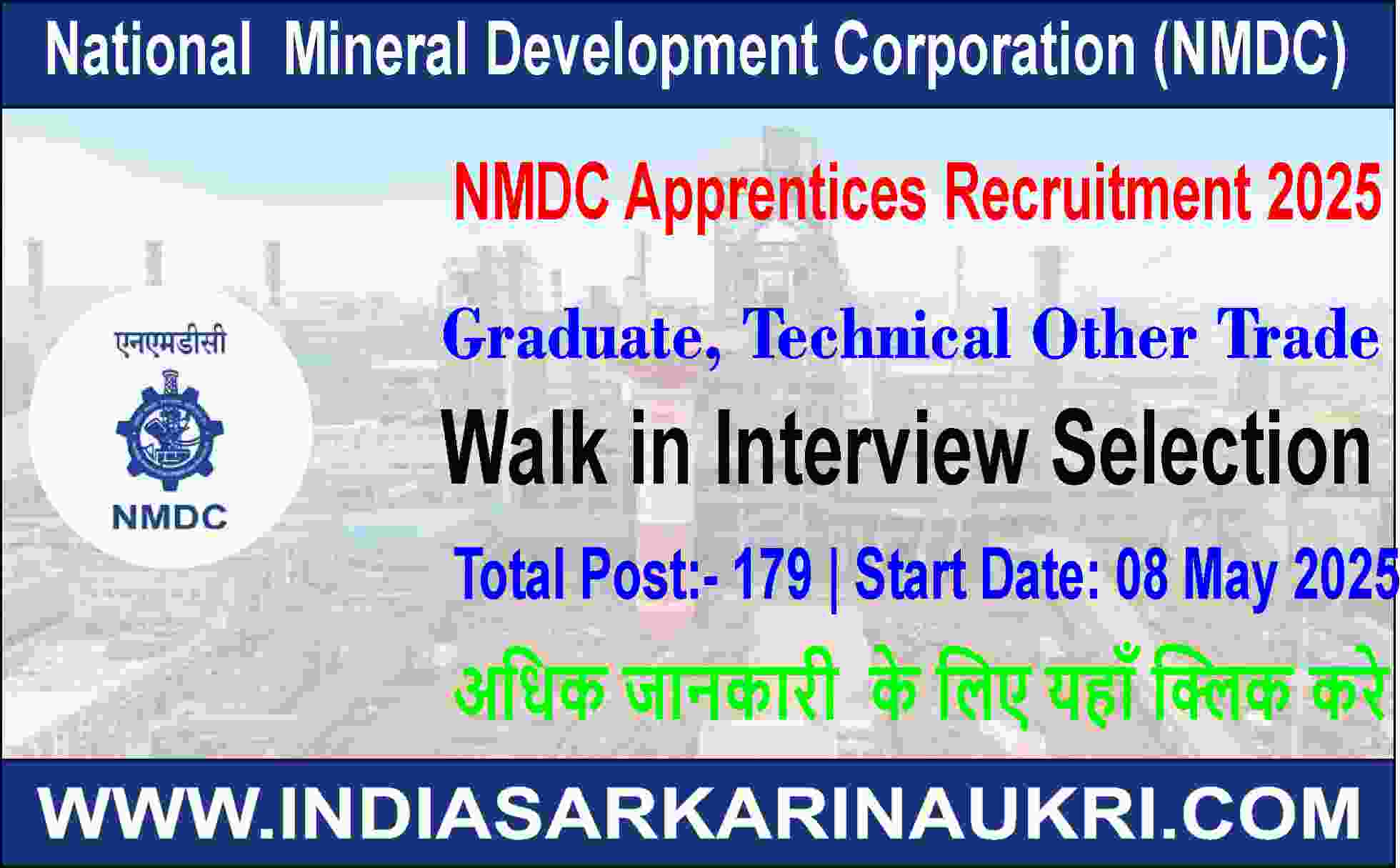 NMDC Apprentices Recruitment 2025 Apply for 179 Posts